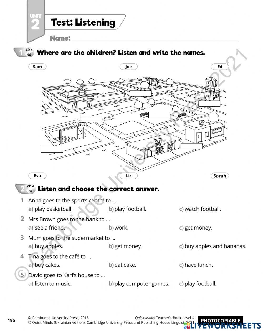 Quick Minds Unit 2. Test 4239479 | Тамара Благосмислова