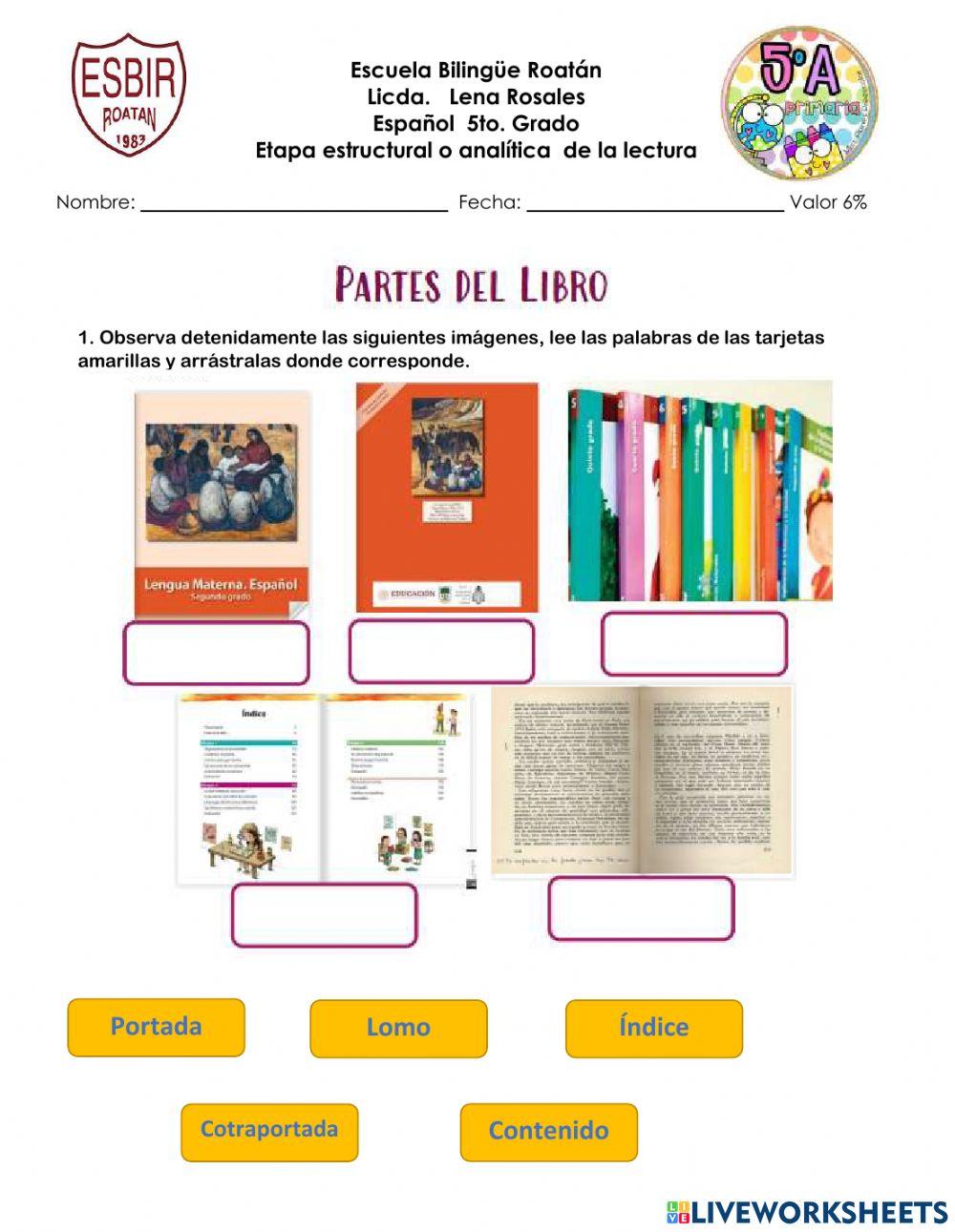Partes del libro 0902 | Lenarosales | Live Worksheets