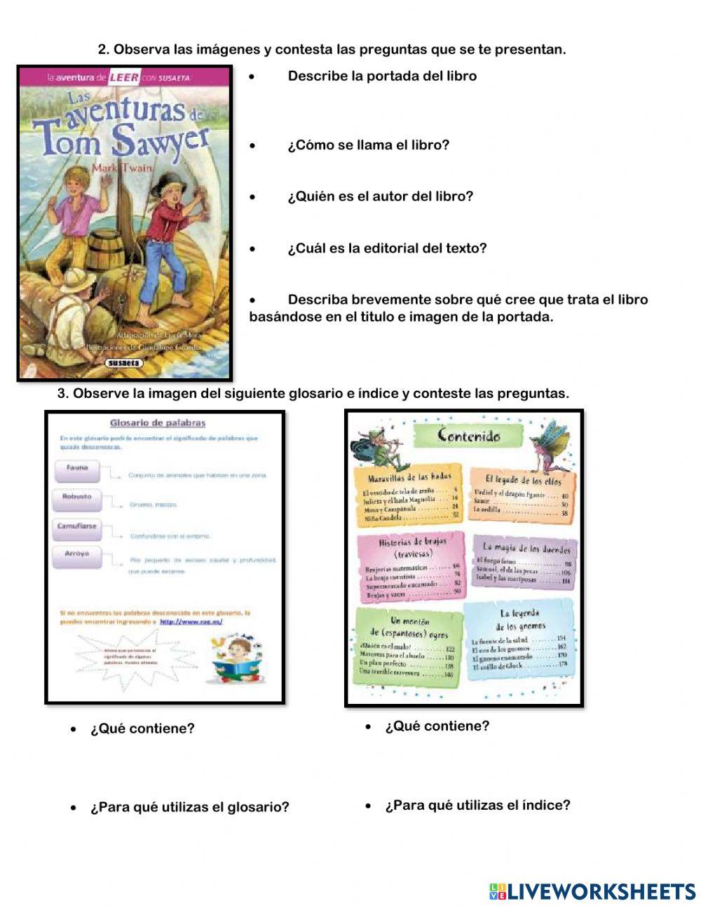Partes del libro 0902 | Lenarosales | Live Worksheets