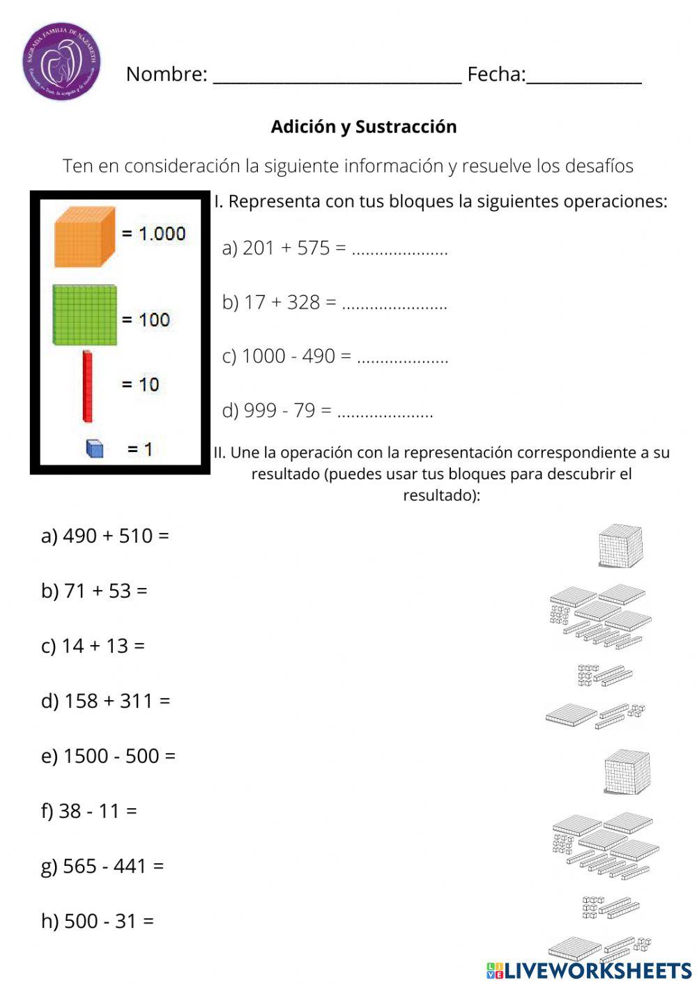 Bloques Multibase 3ero worksheet | Live Worksheets