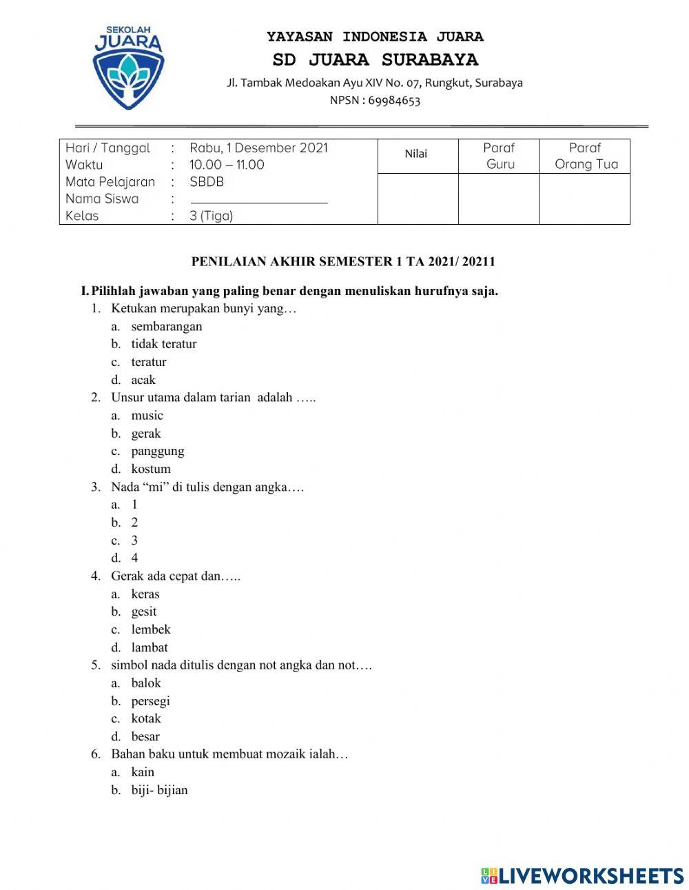 Pas SBDB worksheet | Live Worksheets