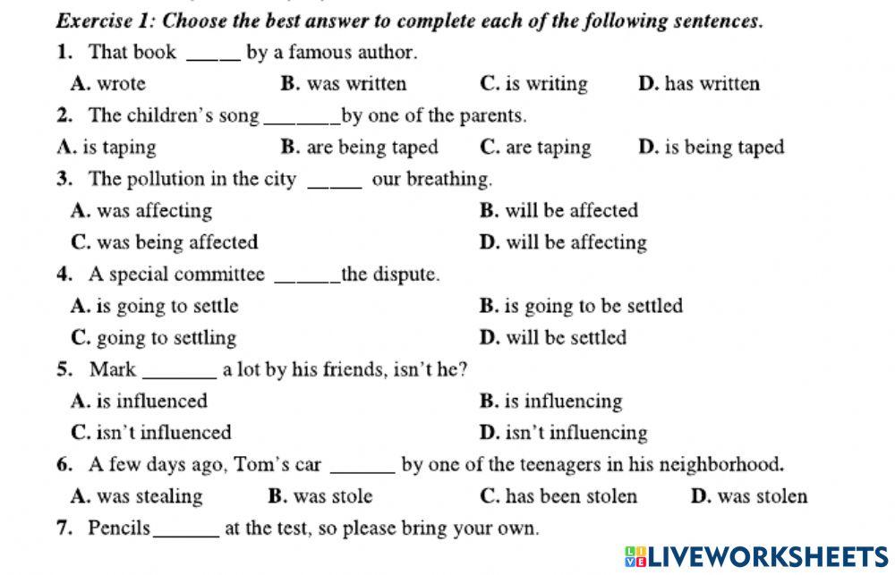 Grade 12 - Pass… | Free Interactive Worksheets | 1697775