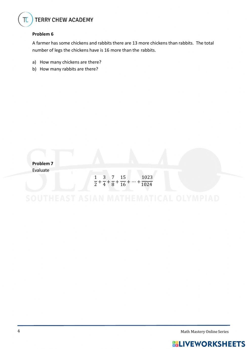 SEAMO2020 - Gr34 P7 worksheet | Live Worksheets