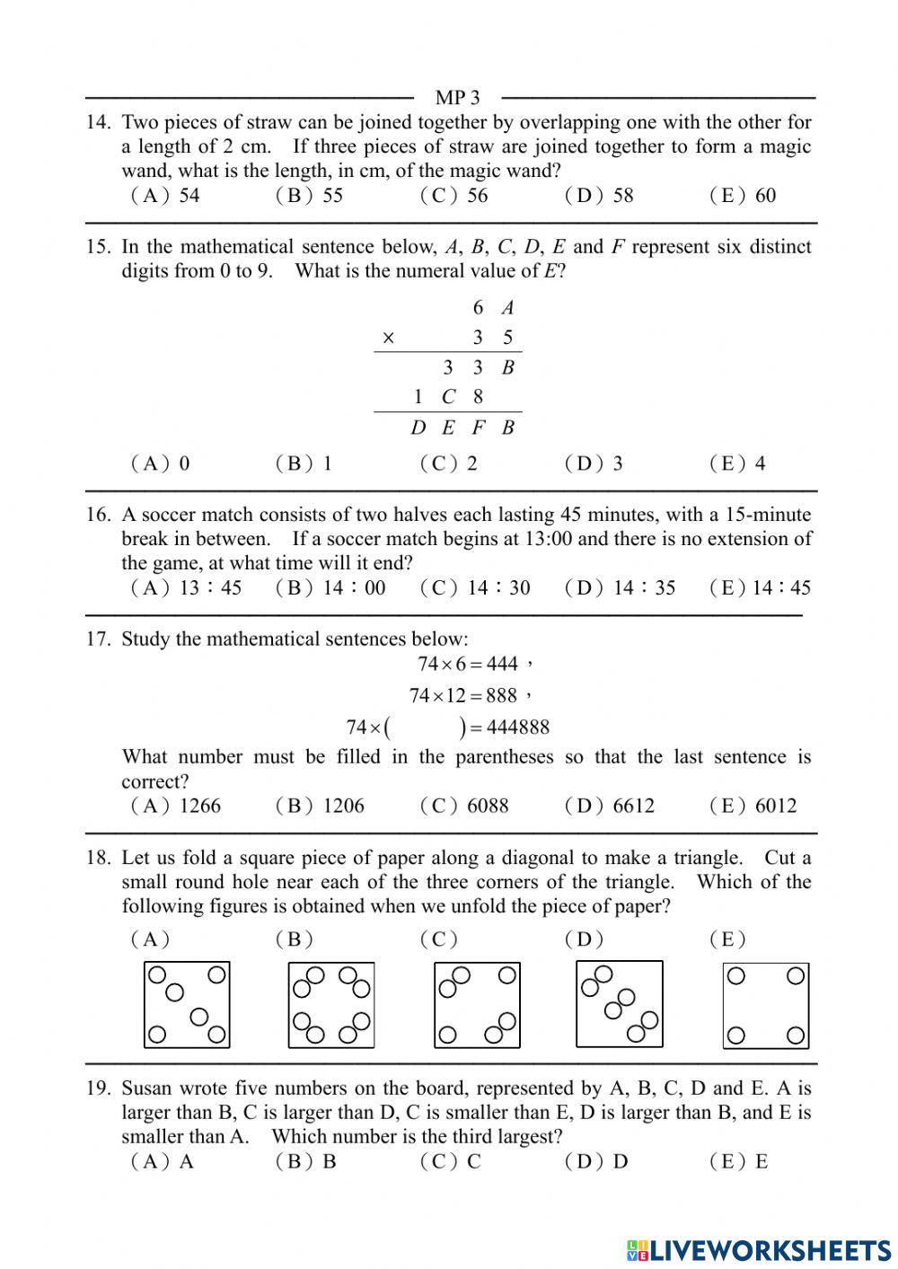 Imas r1 2012 worksheet | Live Worksheets