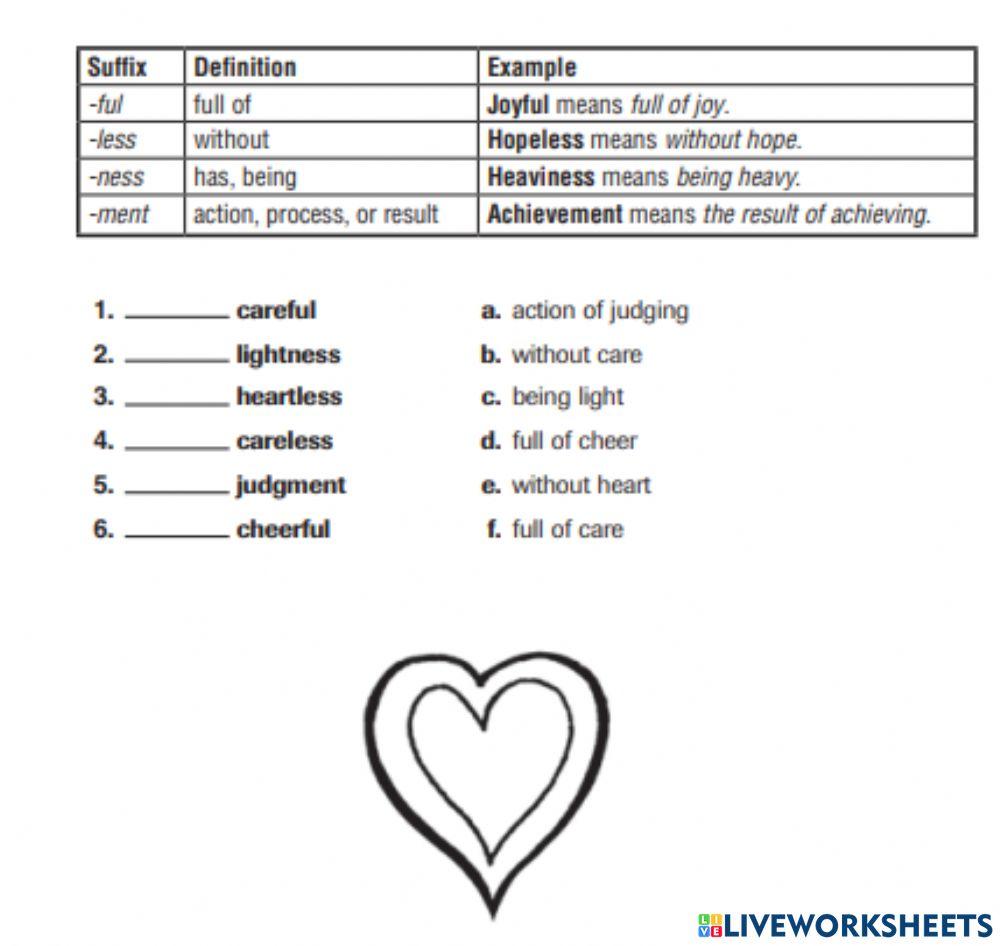 Suffixes interactive exercise for 4th | Live Worksheets