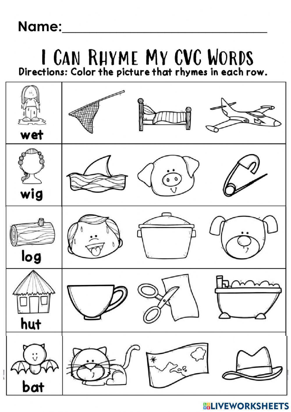 Rhyming Words Online Exercise For 1 Live Worksheets rhyming-words-online-exercise-for-1-live-worksheets