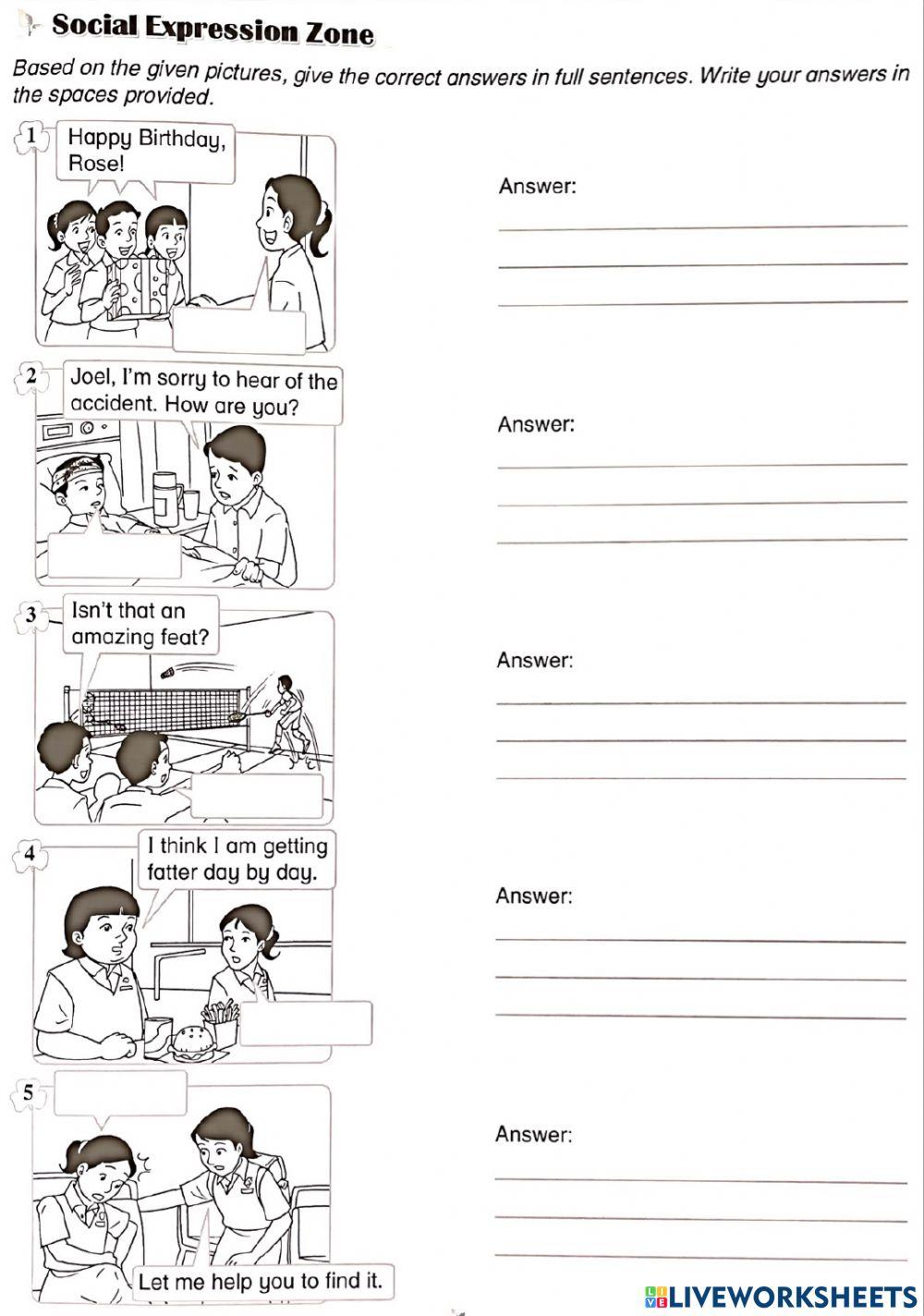 Social Expressi… | Free Interactive Worksheets | 1698105