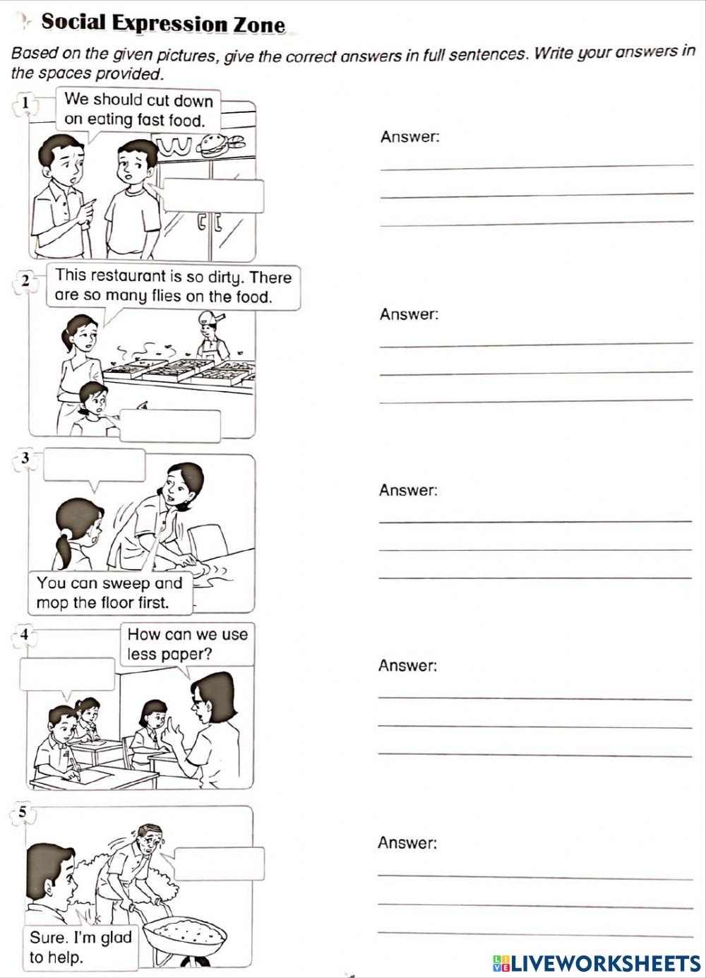 Social Expressi… | Free Interactive Worksheets | 1698105