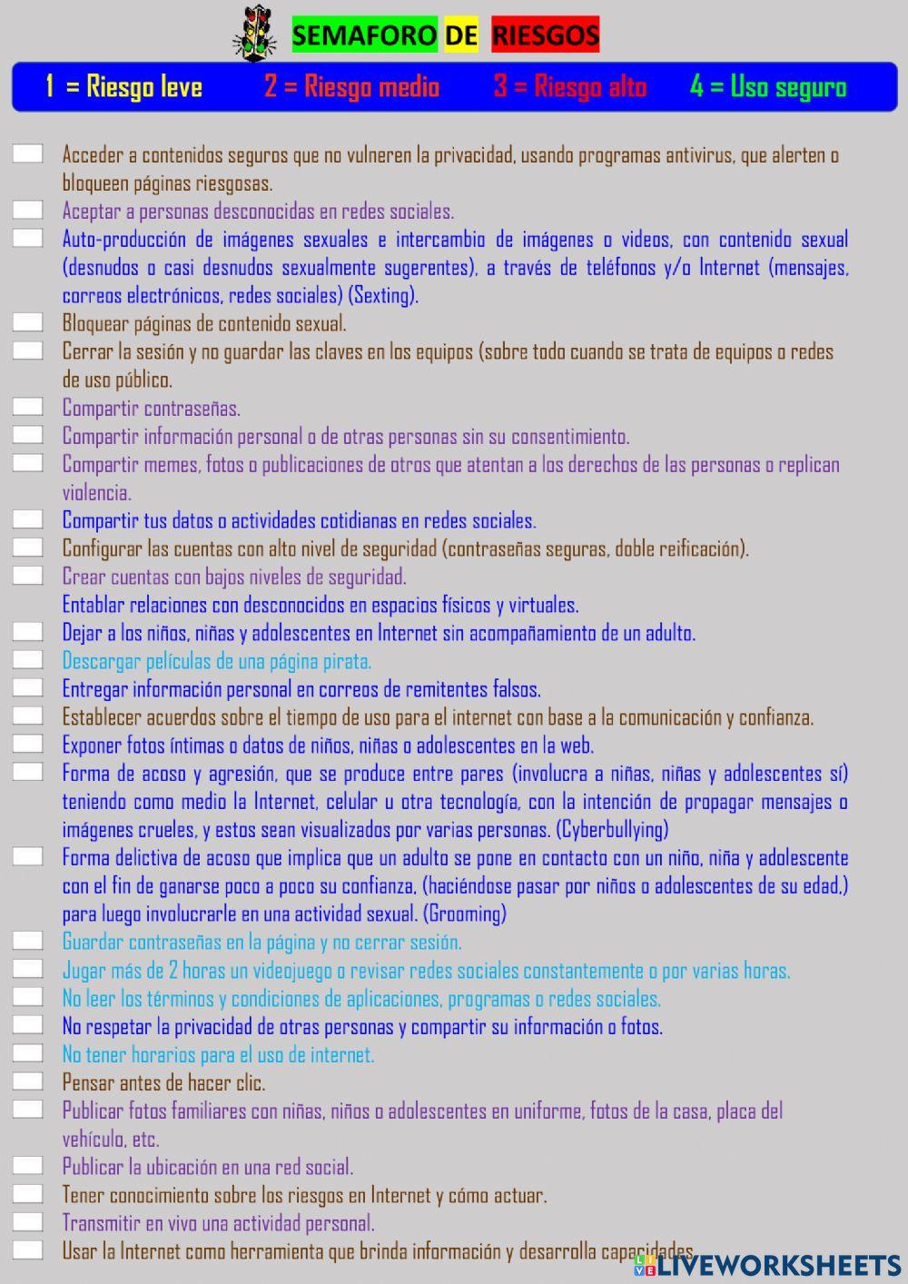 Semáforo de rie… | Free Interactive Worksheets | 1698574