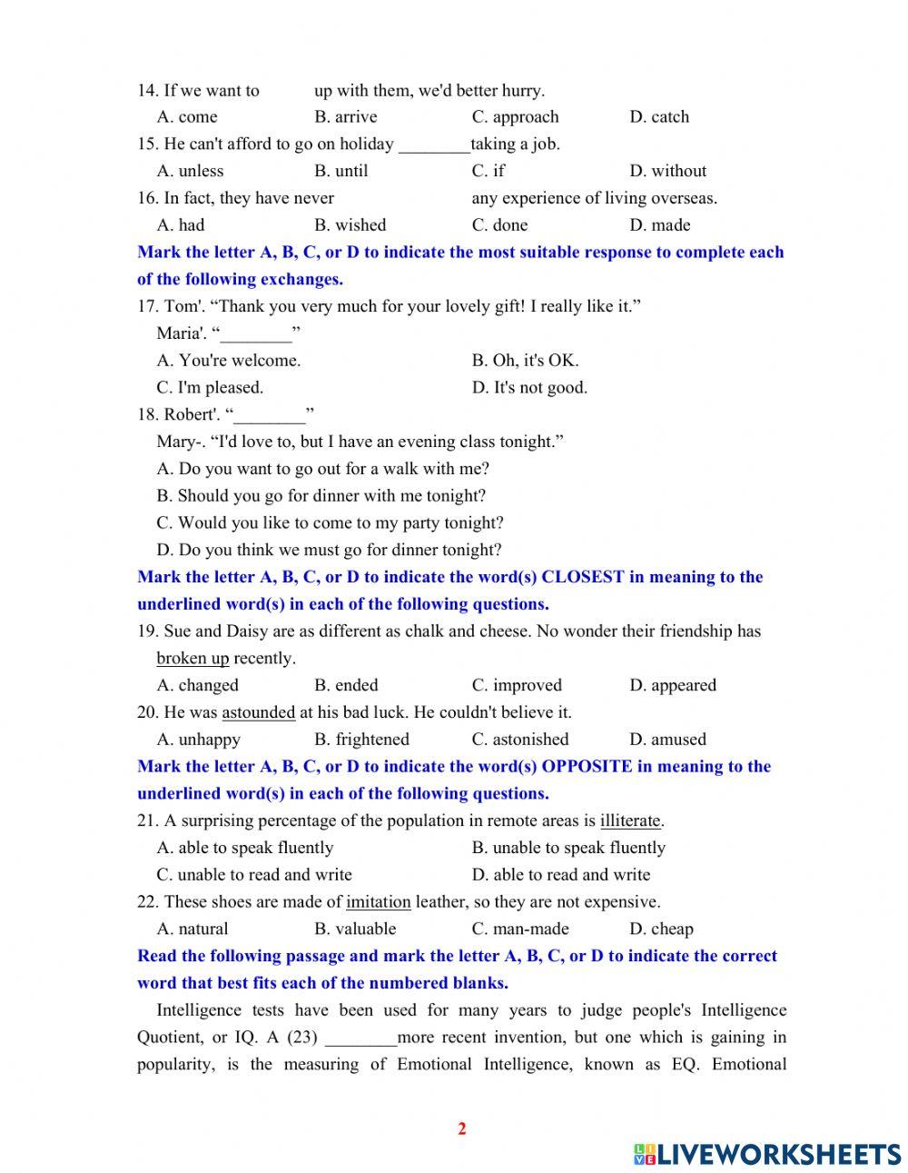 English 9 interactive activity for 9 | Live Worksheets