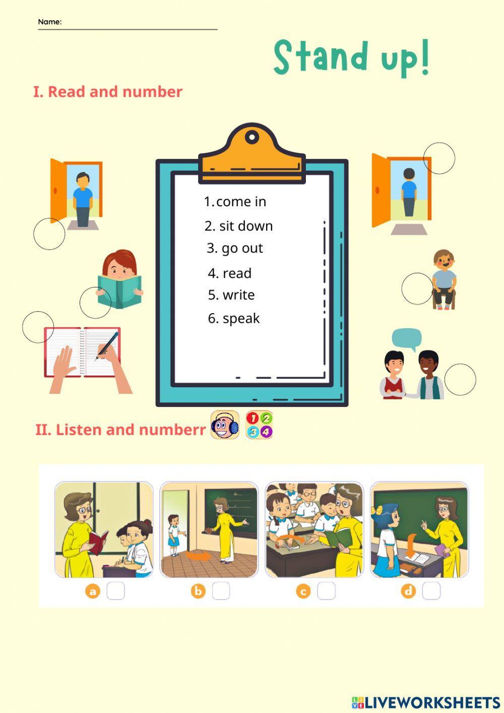 Unit 6 Stand up lesson 2 | LiveWorksheets | 1698686