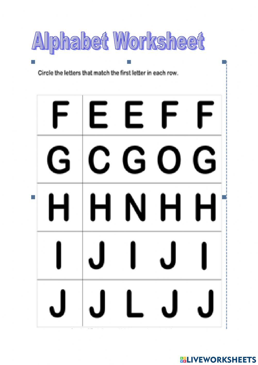 Letter worksheet online worksheet for pre school | Live Worksheets