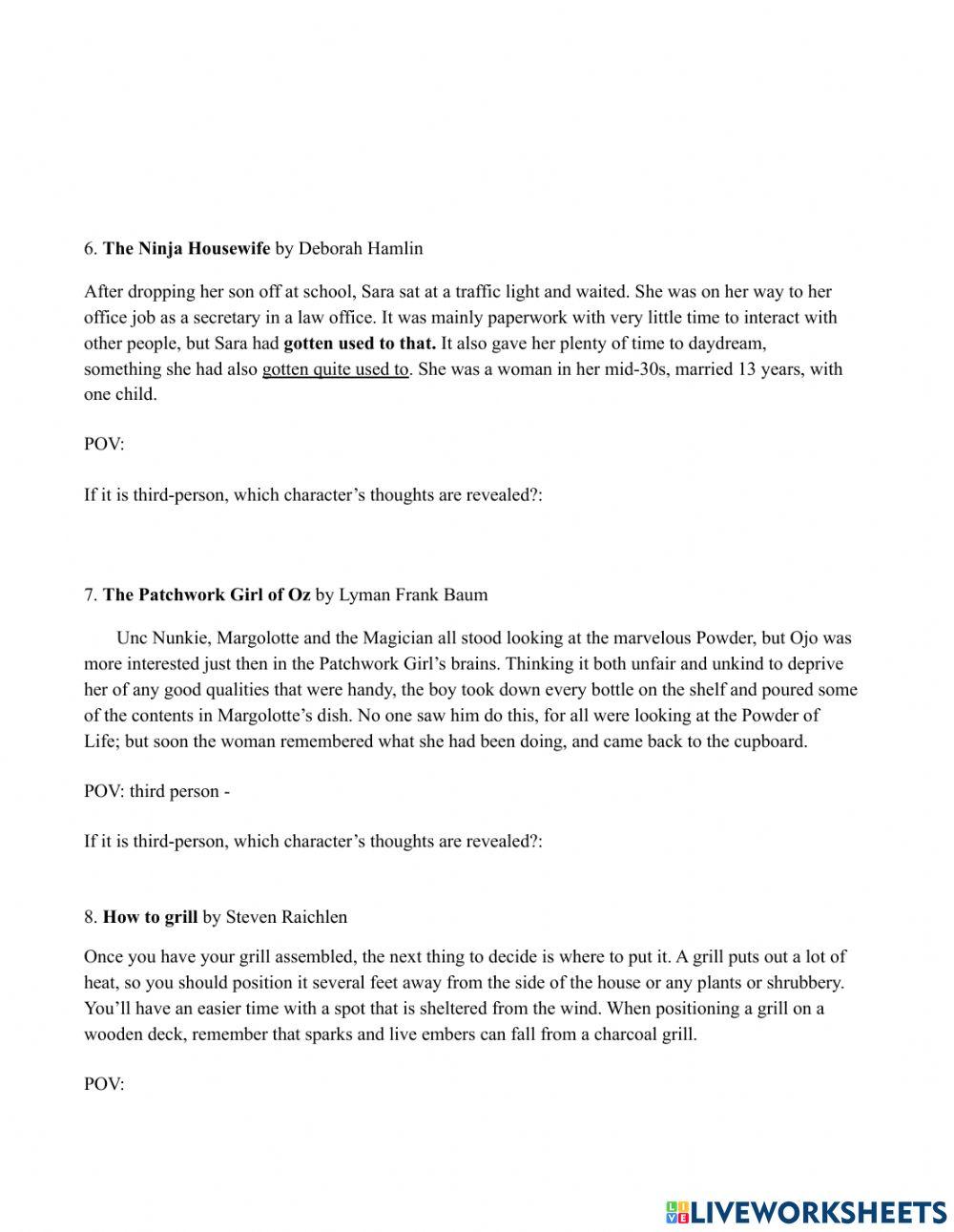 Point of View Practice 1699333 | ehrin | LiveWorksheets