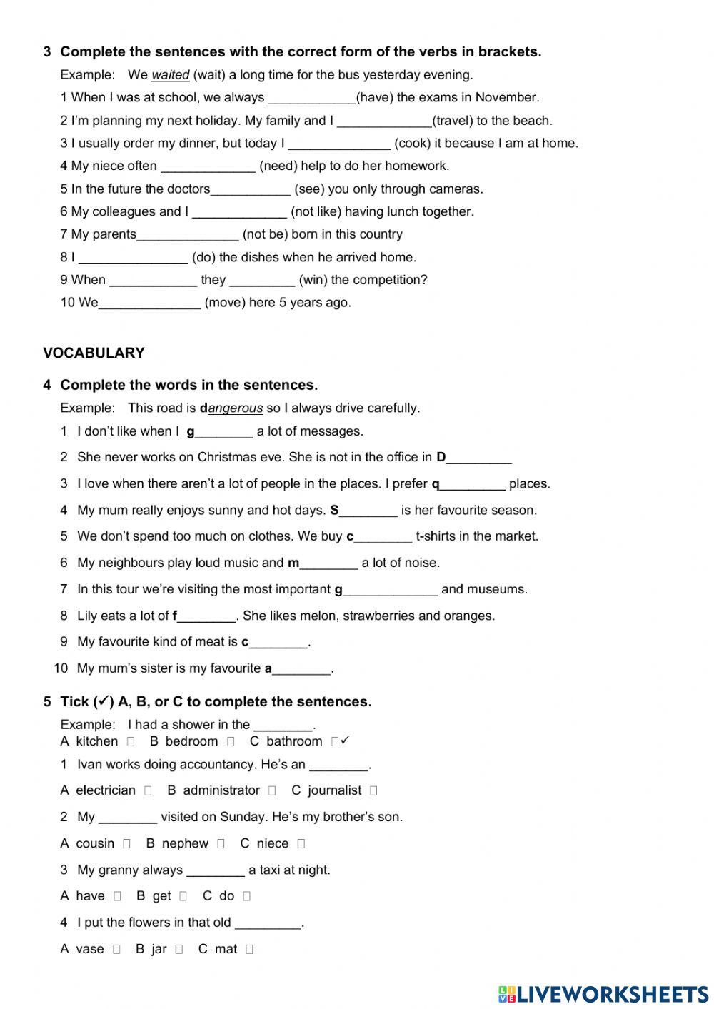 Practice tes 2 level a2 online exercise for | Live Worksheets