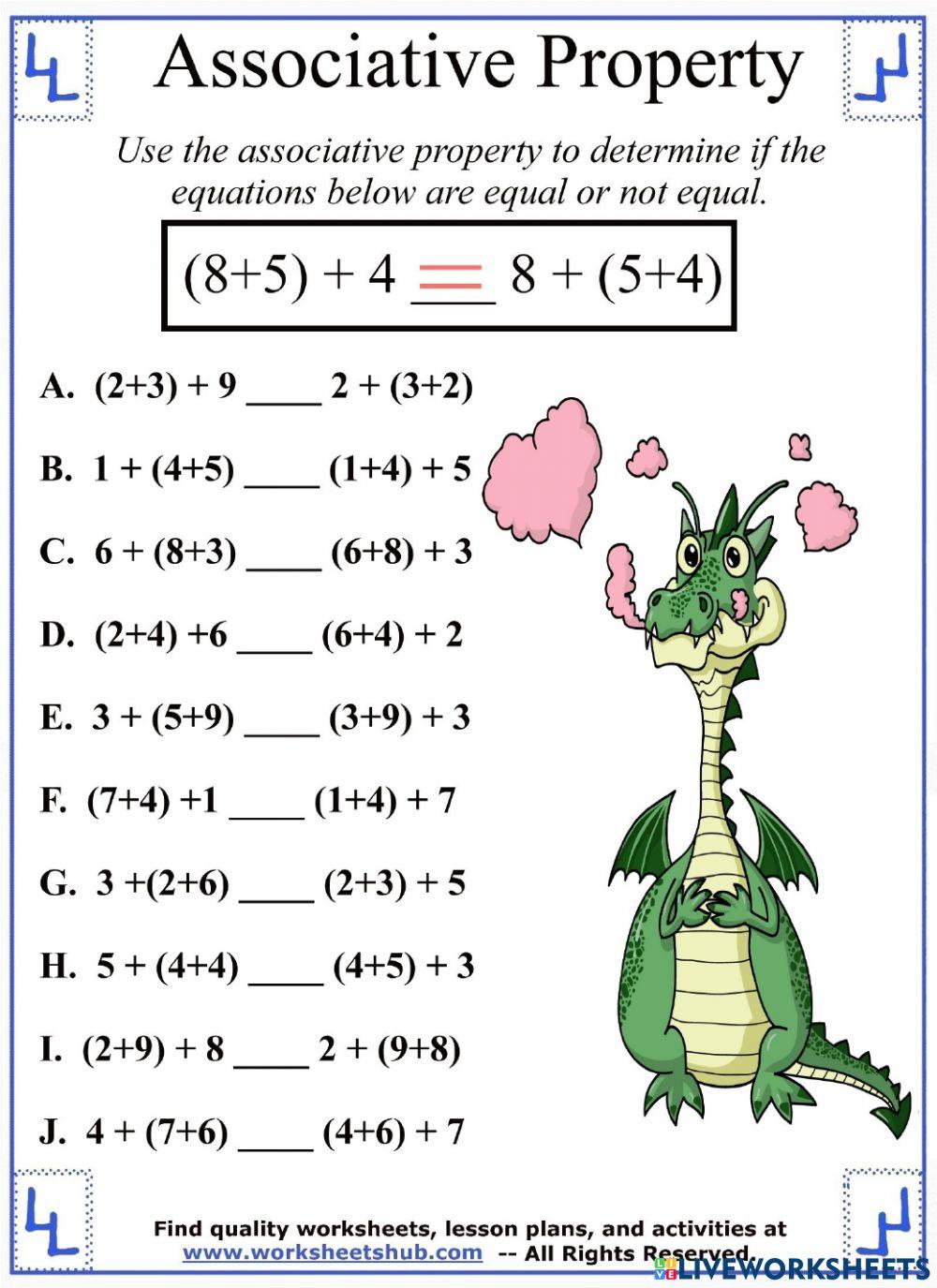 Associative Pro… | Free Interactive Worksheets | 2615085