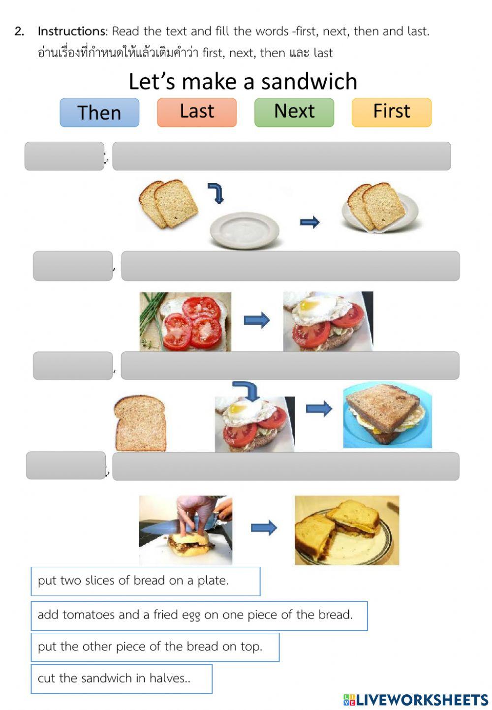 Making a Drink and a Sandwich (1) worksheet | Live Worksheets