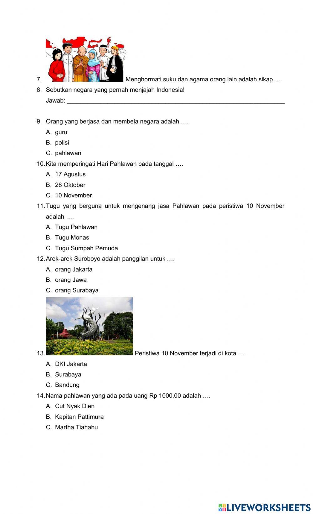 Latihan PKN free online worksheet | Live Worksheets