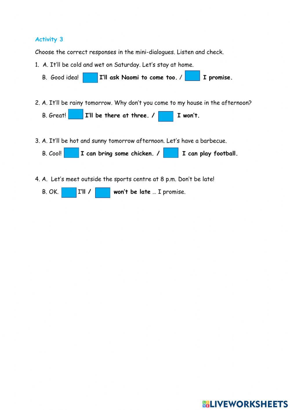 Offers and promises | Live Worksheets