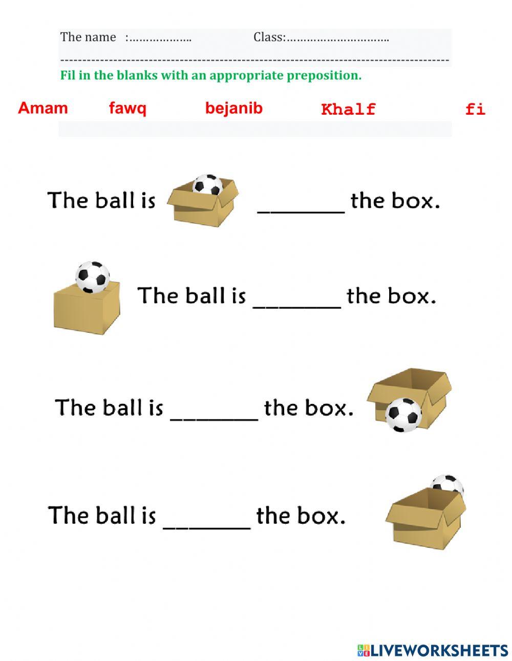 Preposition online exercise for grade5 | Live Worksheets