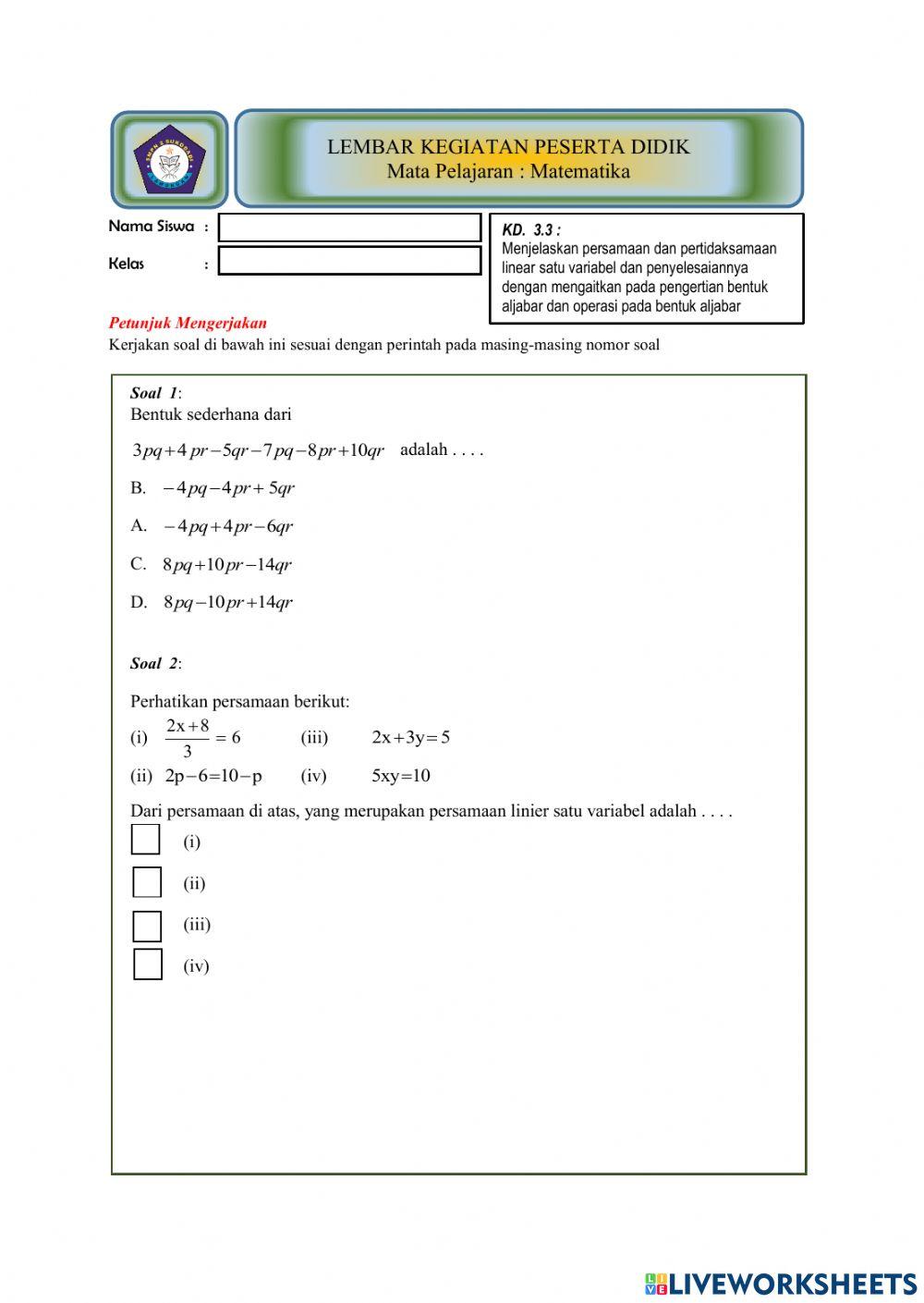 Plsv | Free Interactive Worksheets | 1700821