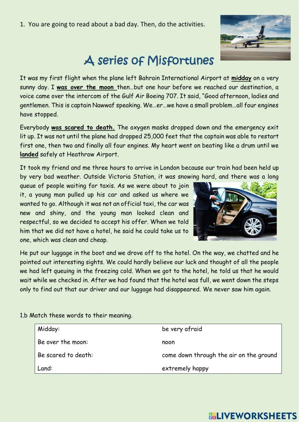 A series of misfortunes | LiveWorksheets | 1700802