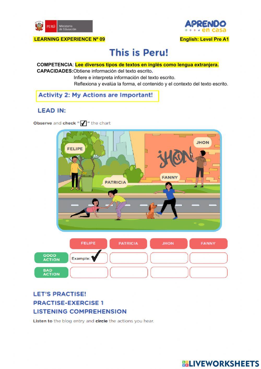 This is Peru! online worksheet for Level A1 | Live Worksheets