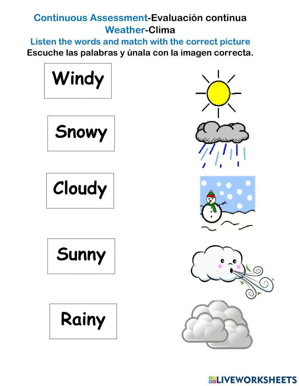 The weather online exercise for 1st and 2nd | Live Worksheets