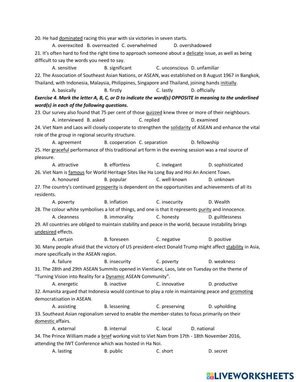 E11 - unit 5 - vocabulary worksheet | Live Worksheets