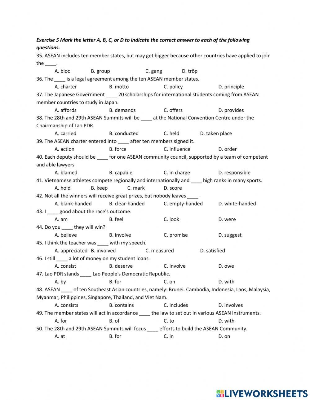 E11 - unit 5 - vocabulary worksheet | Live Worksheets