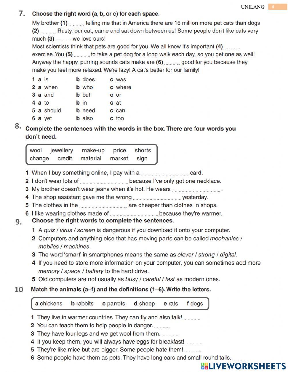 Prepare 2 Unit 9-16 worksheet | Live Worksheets