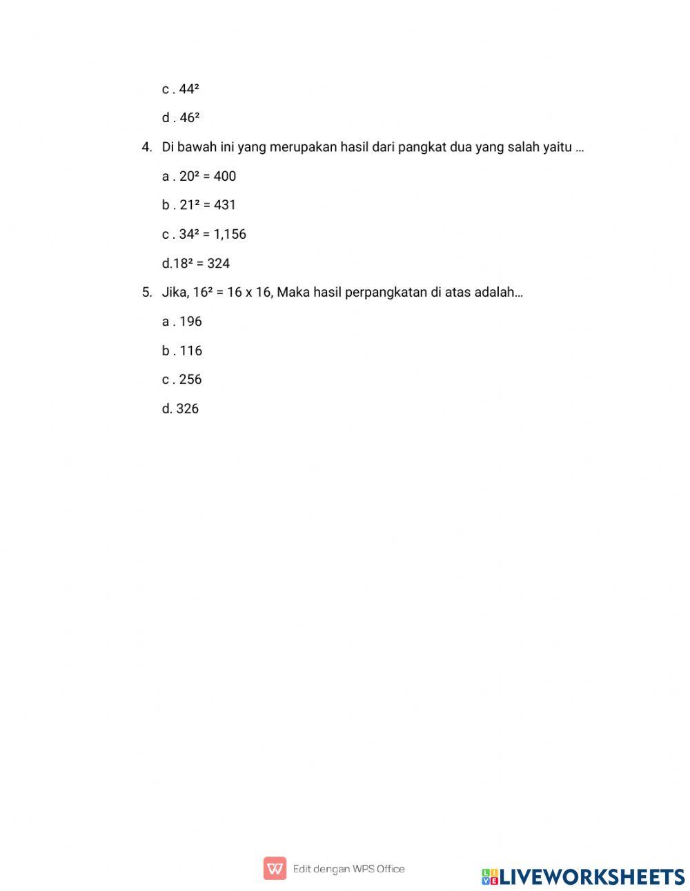 Bilangan Kuadrat-Pangkat Dua 1723203 | Miftahul Janna