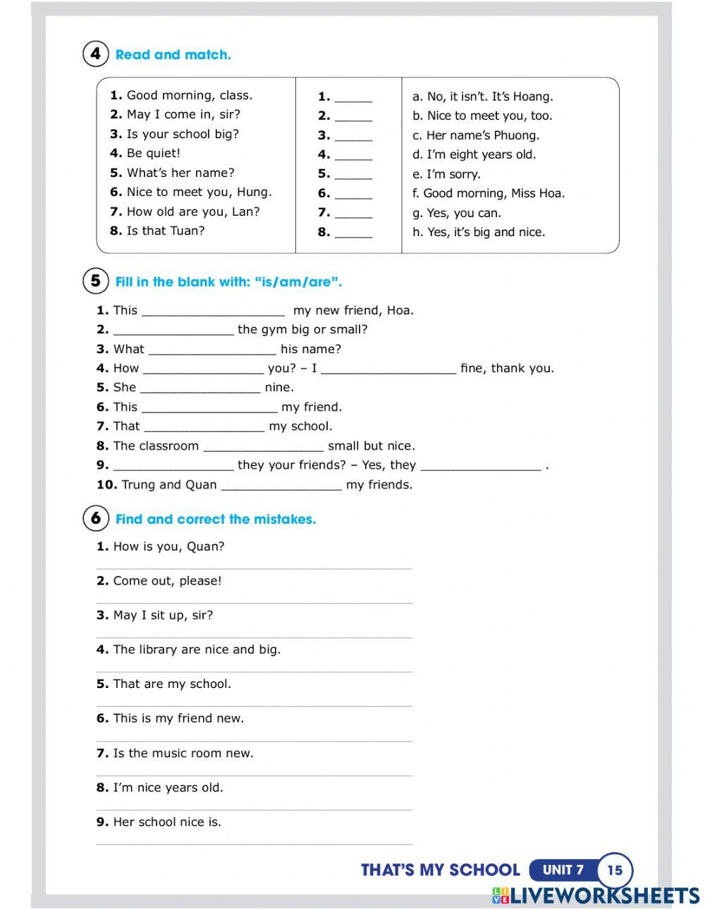 Unit 7 online exercise for grade 3 | Live Worksheets