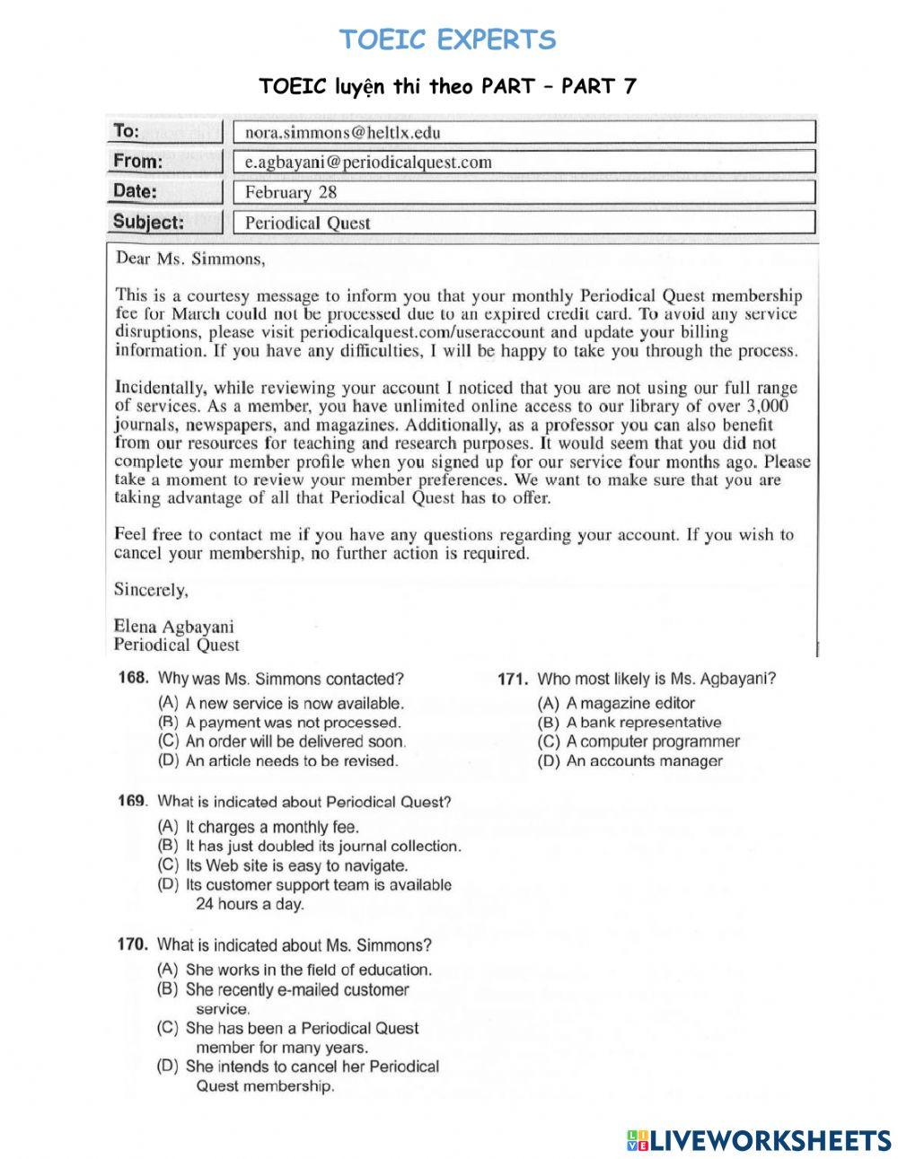 Ets 2019 test 6 part 7 (1) worksheet | Live Worksheets