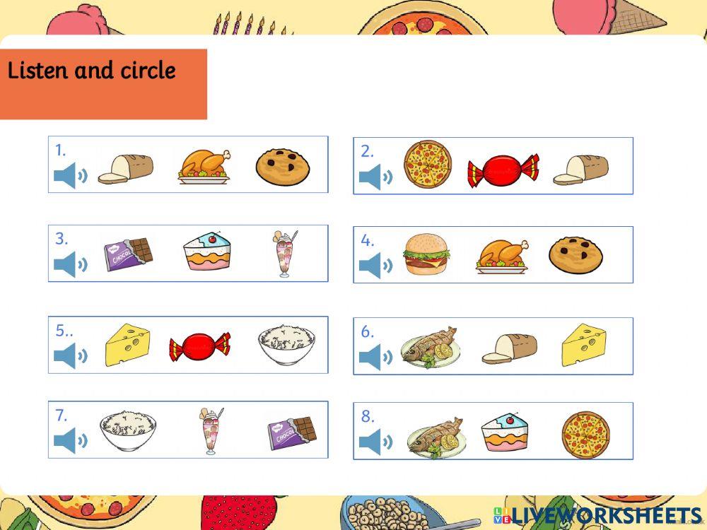 Foods 3 review worksheet | Live Worksheets