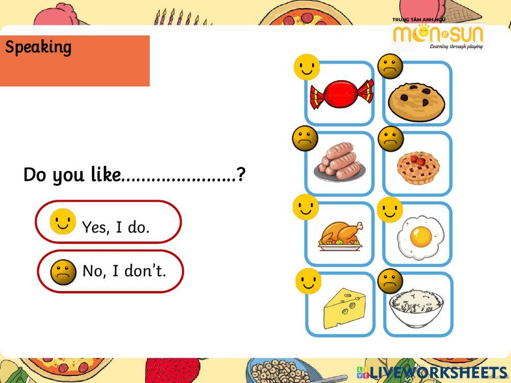 Foods 3 review worksheet | Live Worksheets