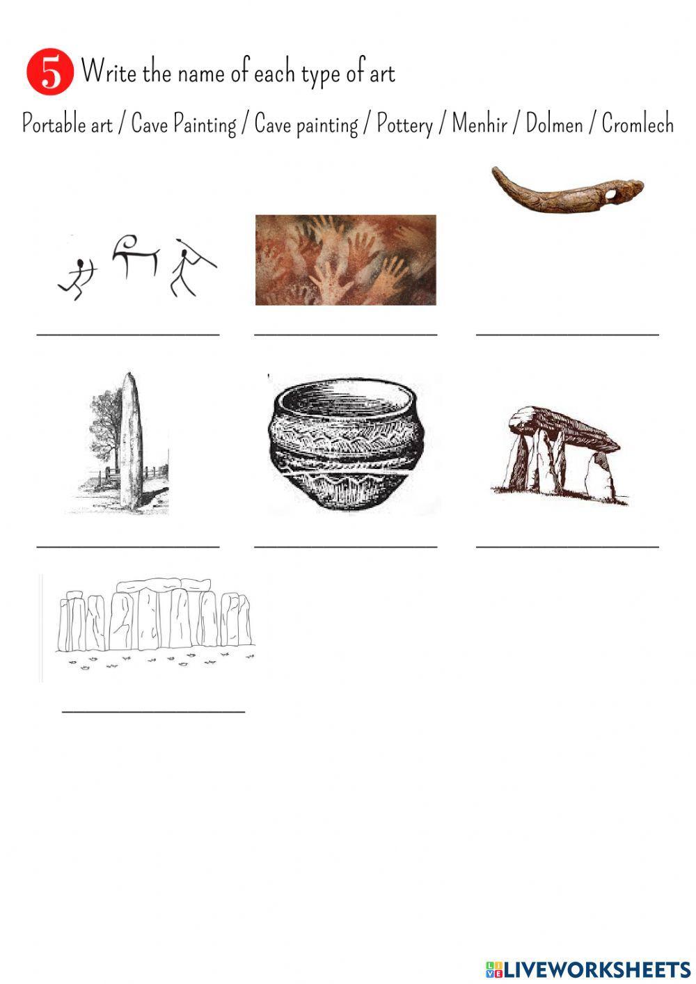 Prehistory review worksheet worksheet | Live Worksheets