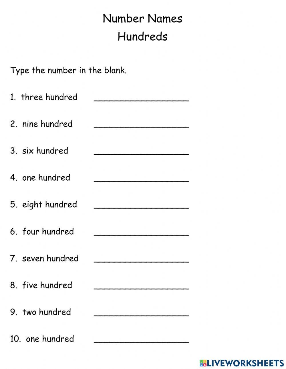 1723843 | Number Names Hundreds | vignalyj