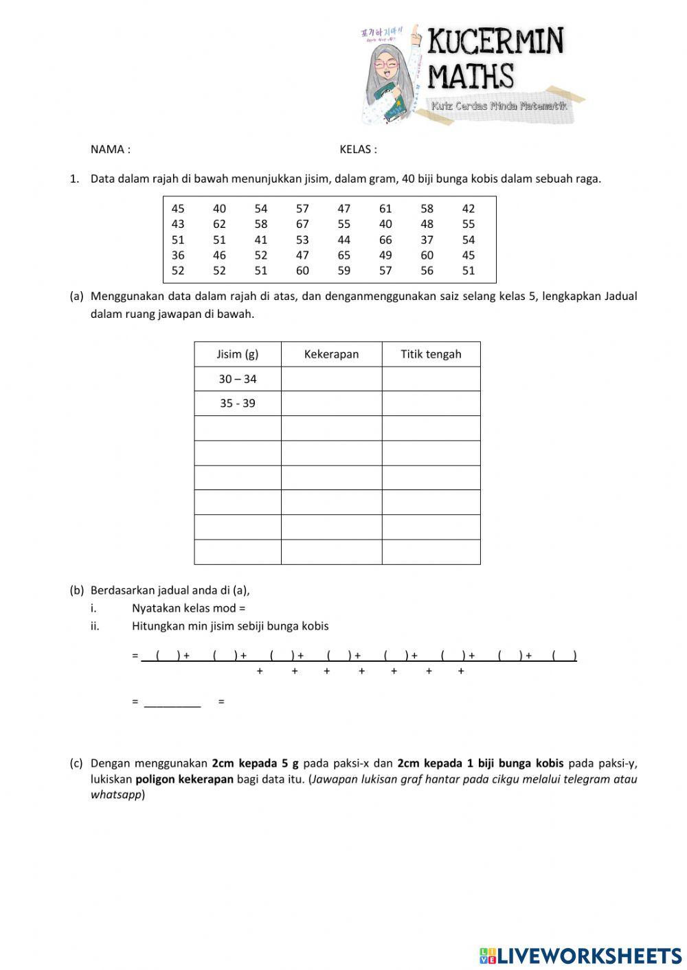 Poligon kekerap… | Free Interactive Worksheets | 1724044
