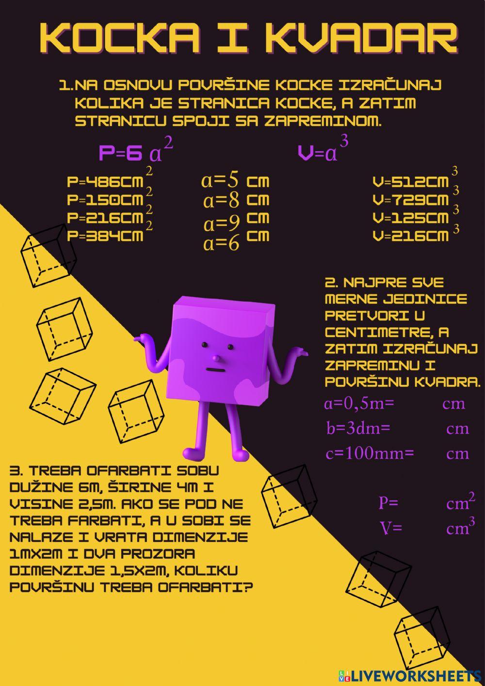 Kocka i kvadar | Free Interactive Worksheets | 1724100