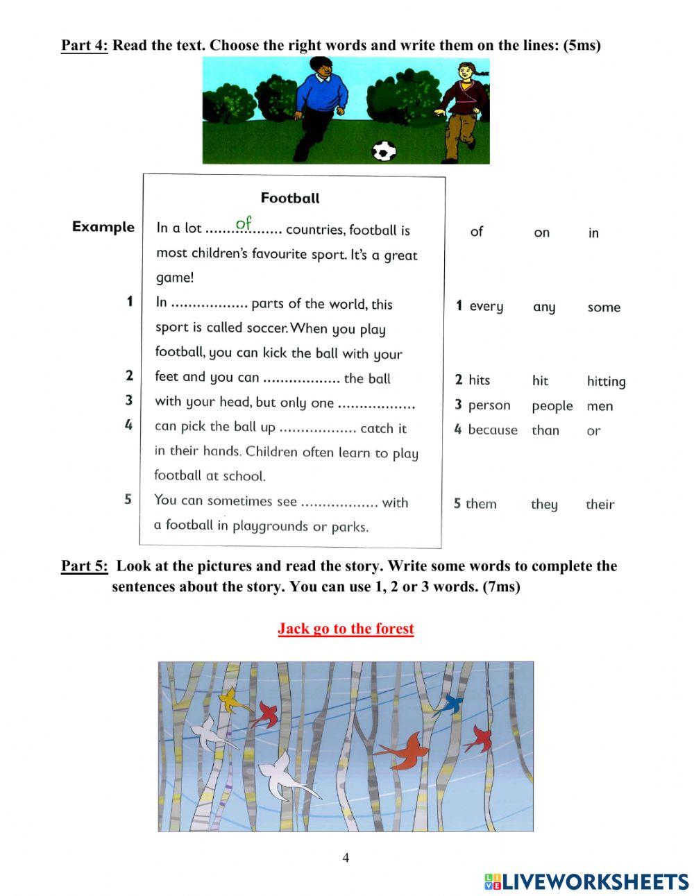 Movers Writing test - course 3 online exercise for | Live Worksheets