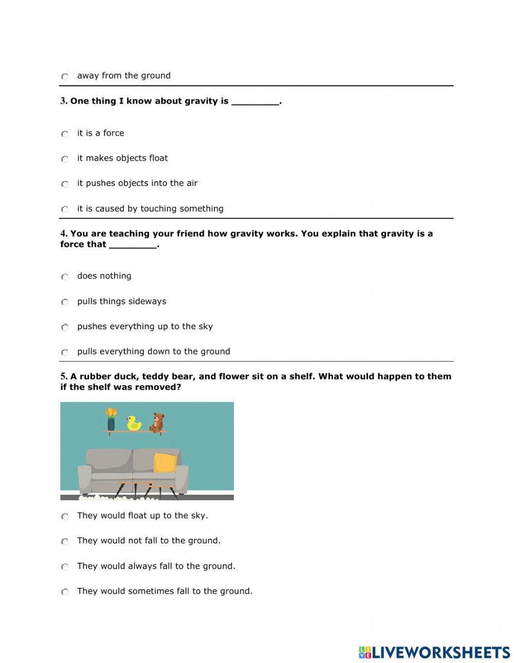Gravity | Free Interactive Worksheets | 1724234