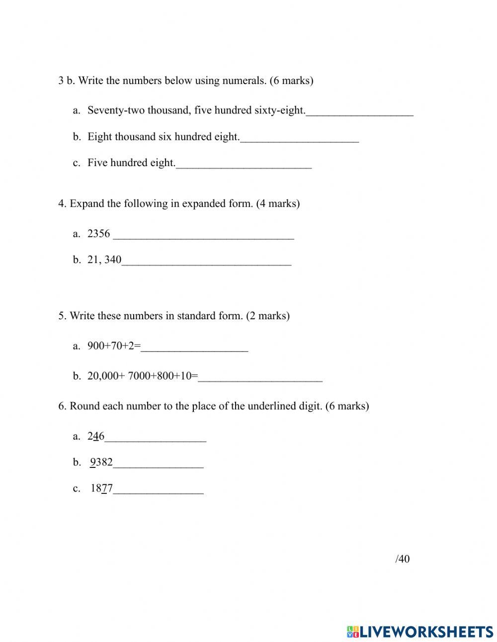 Numbers Project Grade 5 -6 3506515 | Sheba Francis | Live