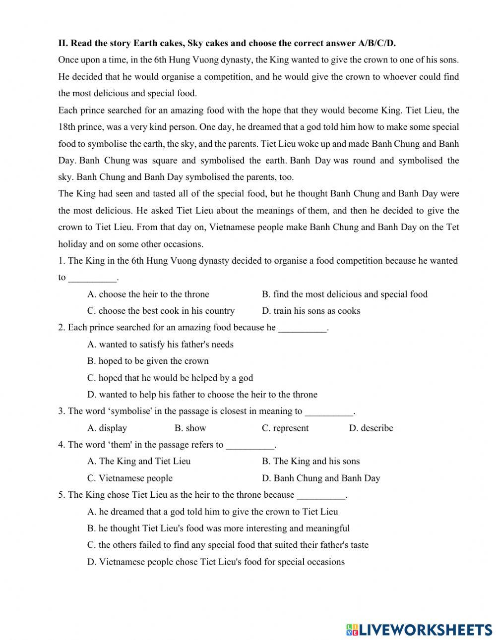 Revision for the 1st semester - grade 8 (reading) online exercise for ...