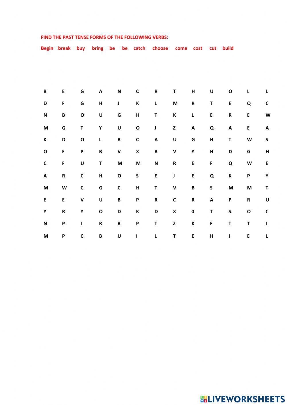 Past Tense Forms | Free Interactive Worksheets | 1724502