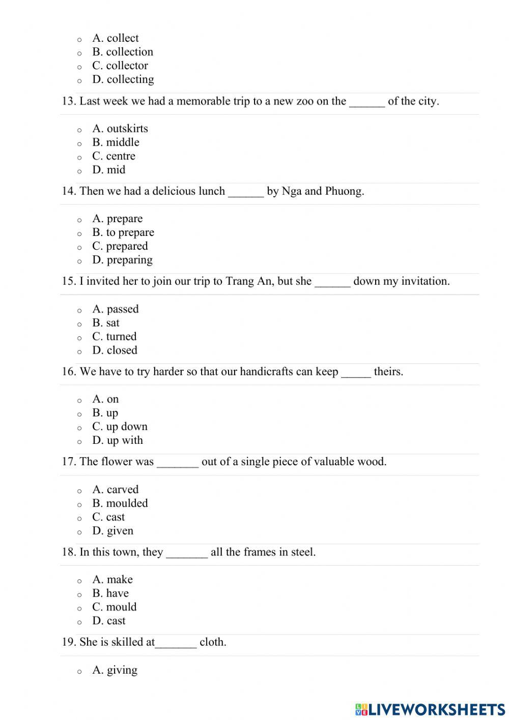 Test 1 G9 Online Exercise For Live Worksheets
