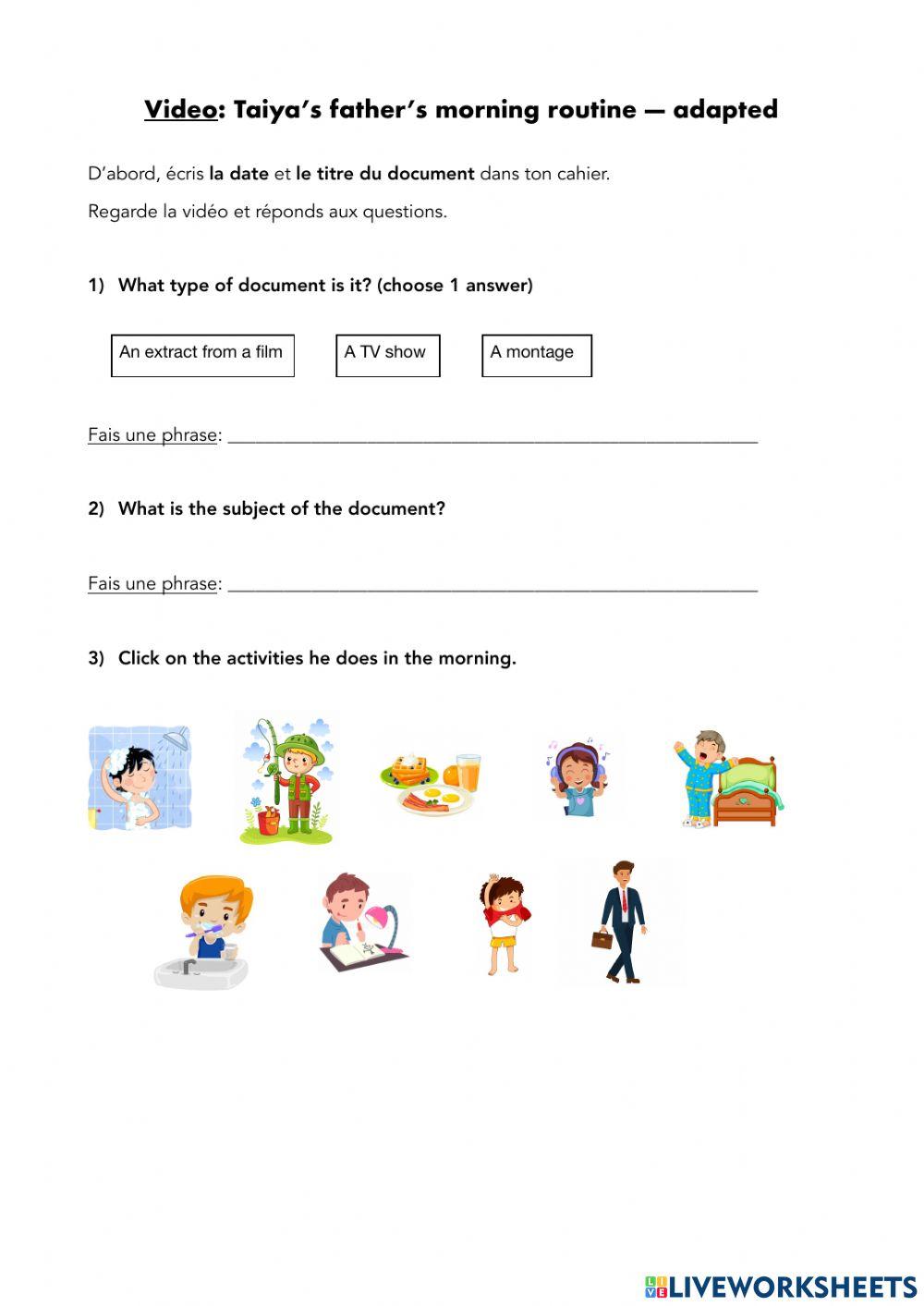 Taiya's father's routine part 1 - adapté online exercise for | Live ...