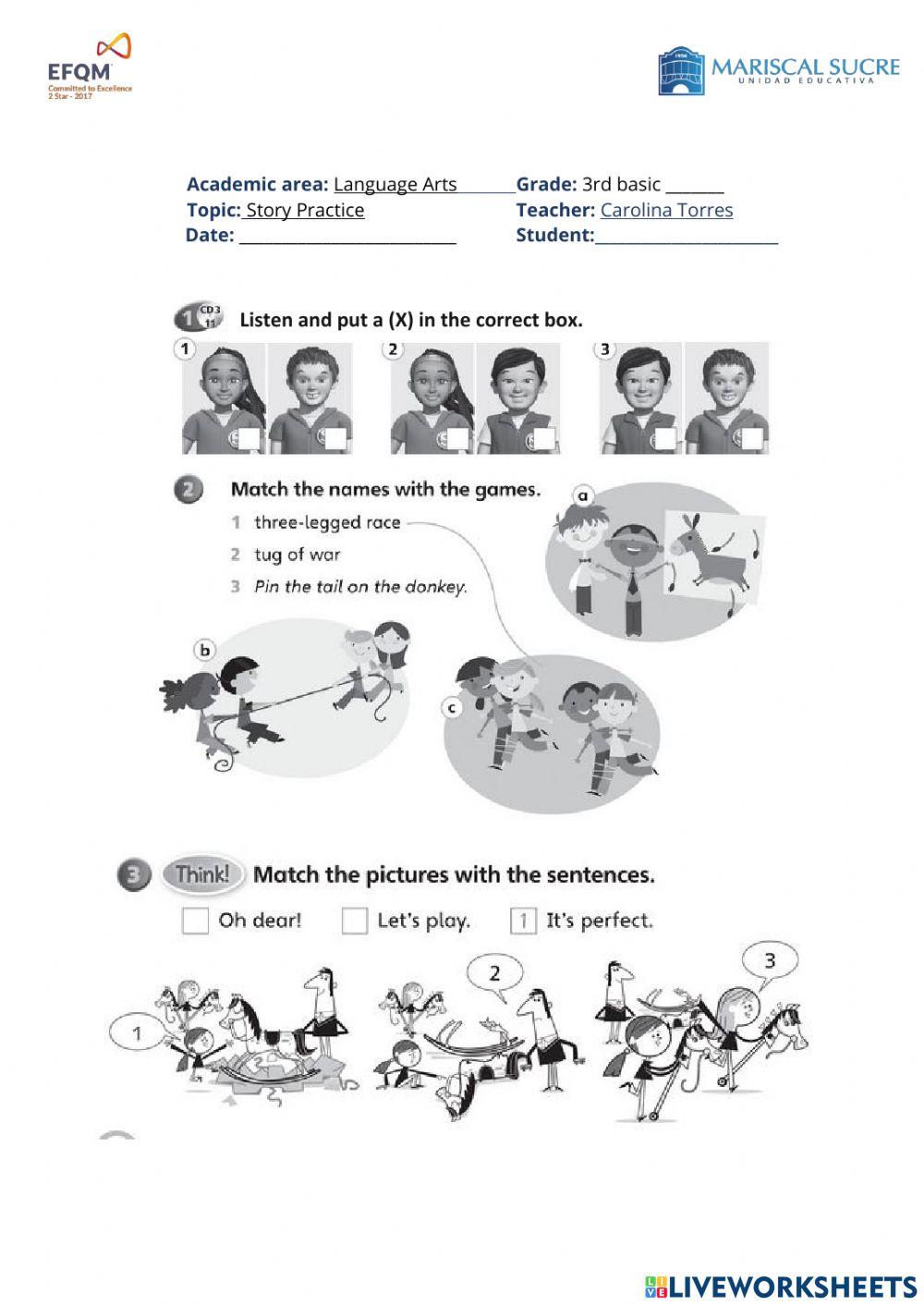 Story practice worksheet | Live Worksheets