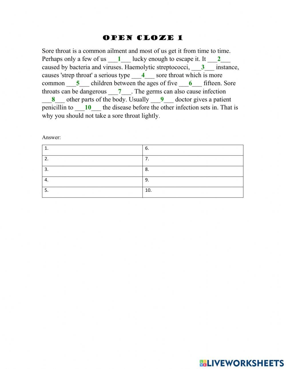 1725018 | Open Cloze 1 | bonnie81 | LiveWorksheets