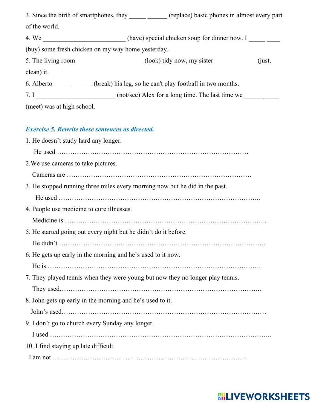 Used to - be used to | Live Worksheets