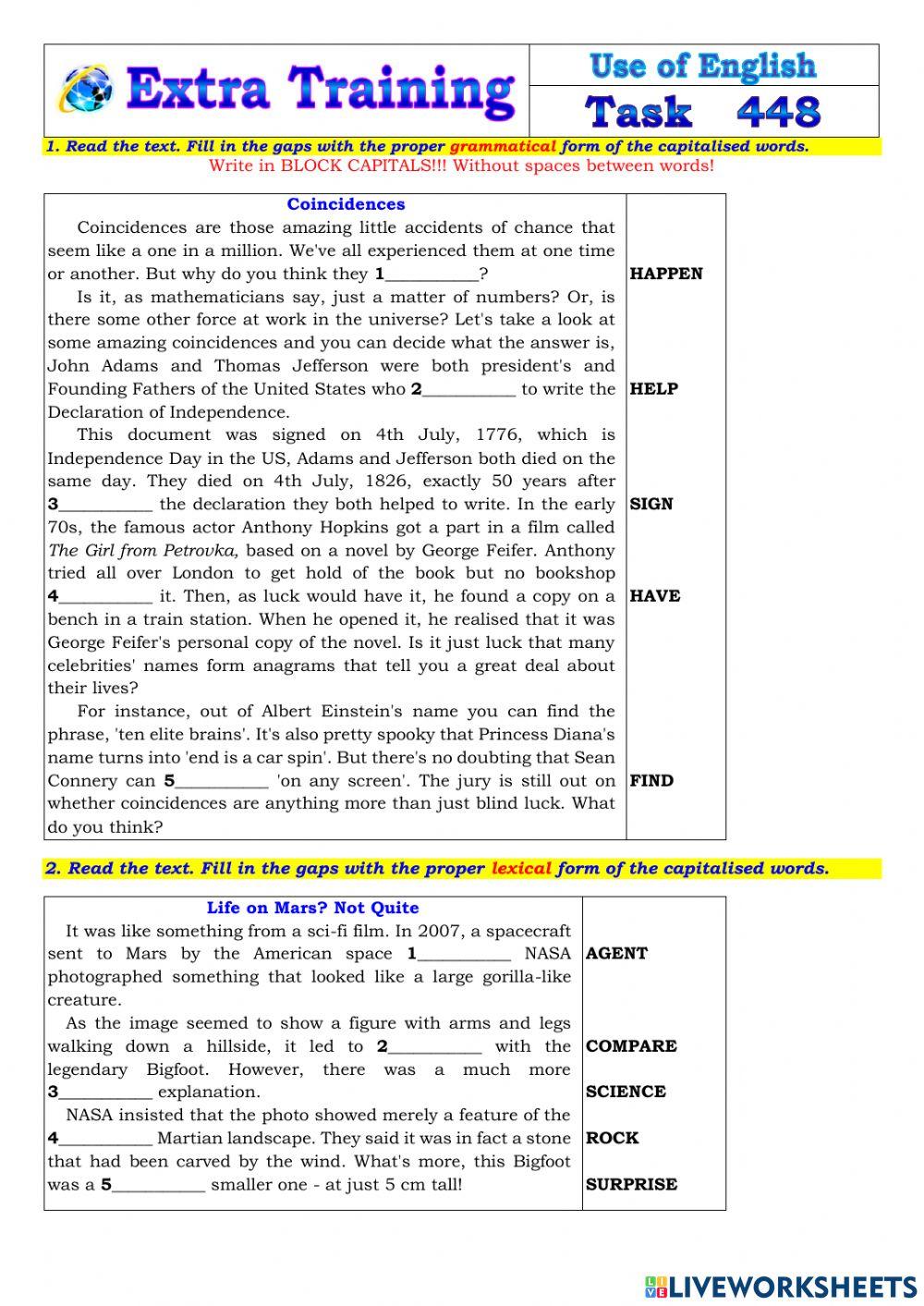 Extra Training 448 worksheet | Live Worksheets